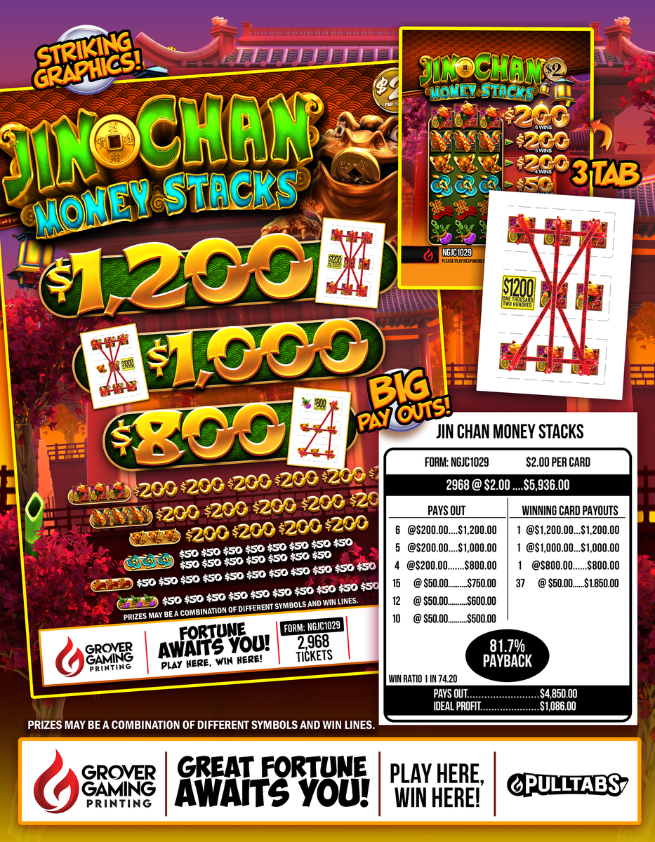 Jin Chan Money Stacks $2 - Pull Tab #NGJC1029 – NG Gaming North Dakota