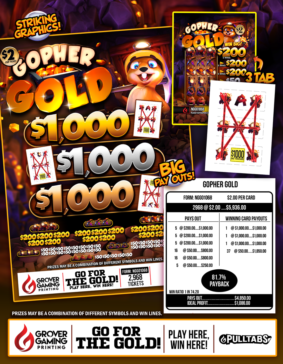 Gopher Gold $2 - Pull Tab #NGGO1068 – NG Gaming North Dakota