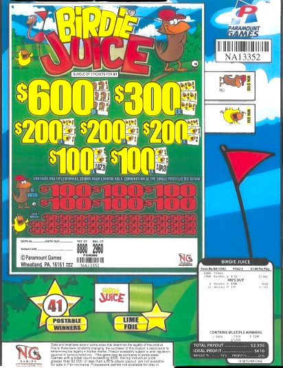 Birdie Juice - $1 Jar Ticket NA13352 – NG Gaming North Dakota